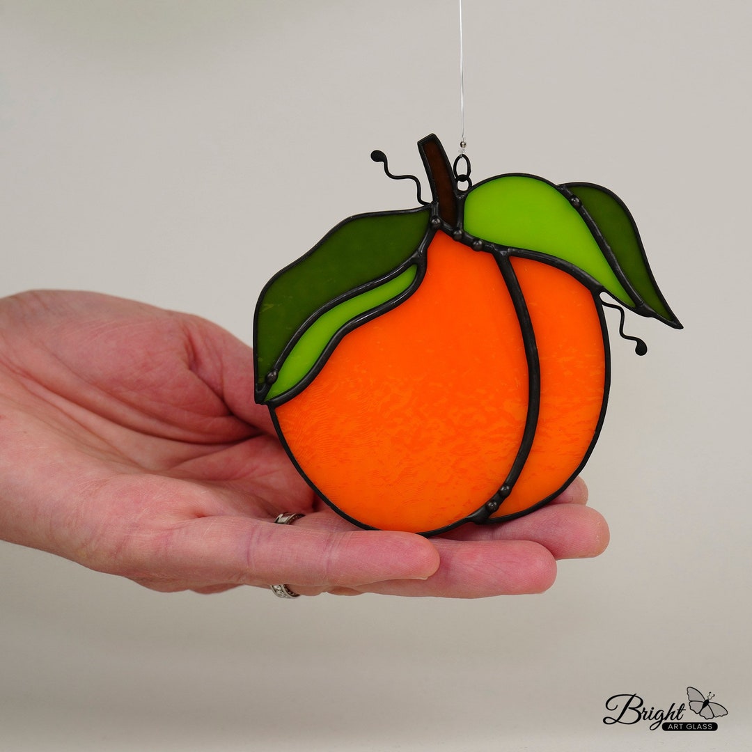 Peach Stained Glass Peach Suncatcher Stain Glass Peach - Etsy