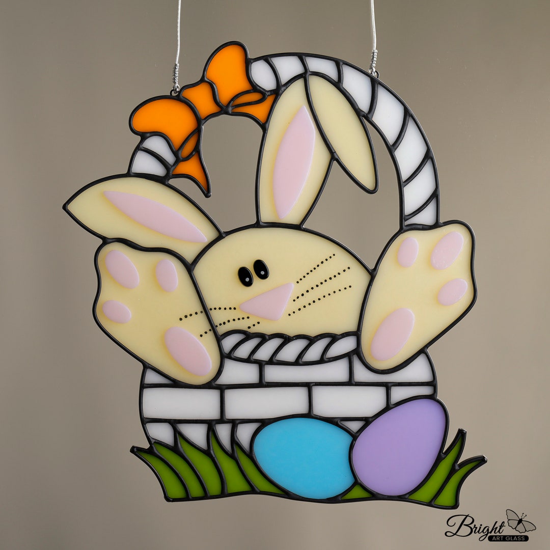 Stained Glass Easter Bunny Suncatcher: Holiday Window Decoration - Etsy