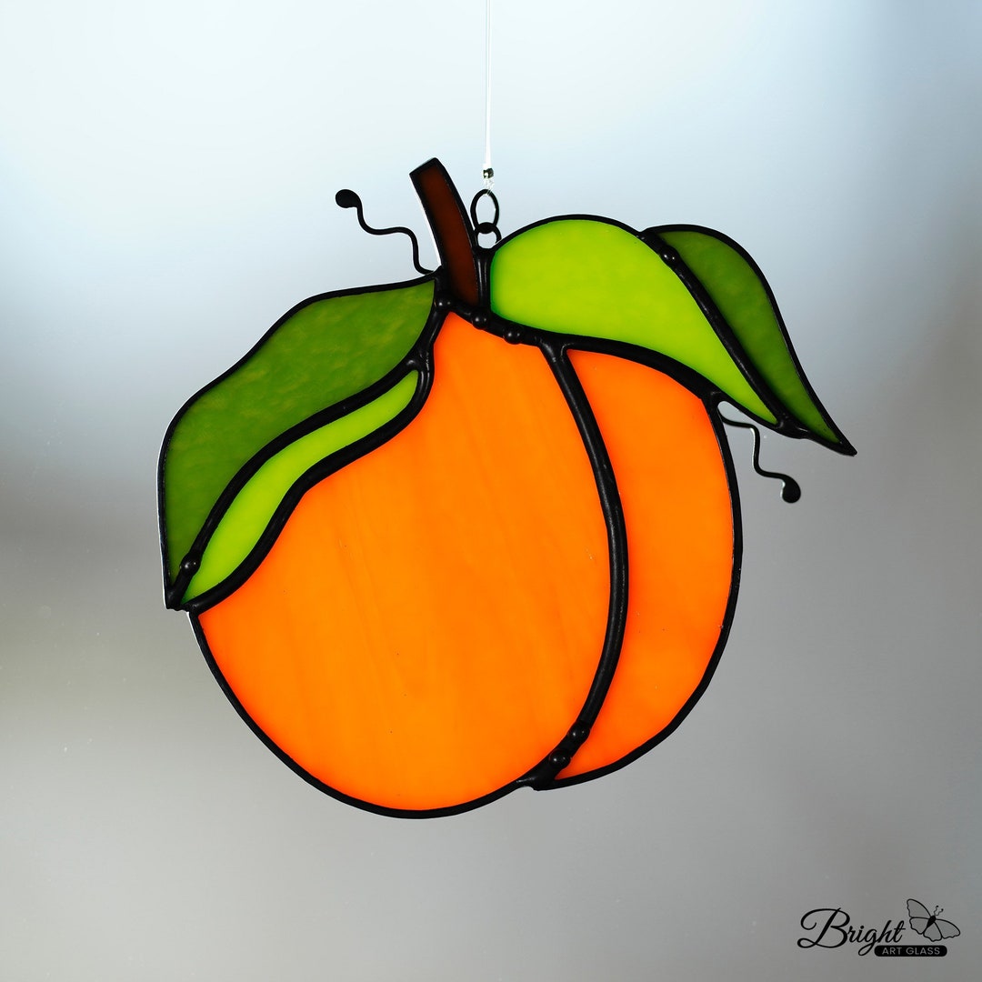 Peach, Stained Glass Peach Suncatcher, Stain Glass Peach Ornament ...