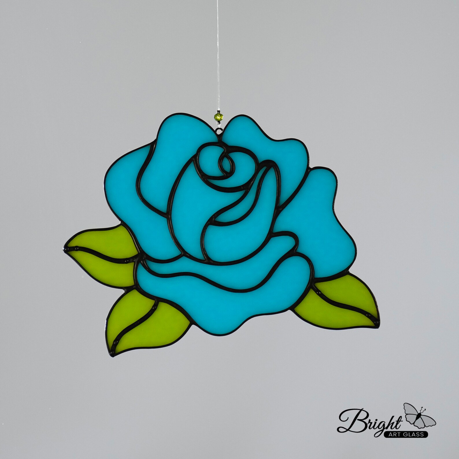 Stained Glass Blue Rose Suncatcher: Spring Window Decor - Etsy