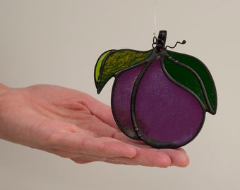 Lemon Stained Glass Suncatcher, Kitchen Decor, Fruit Ornament - Etsy
