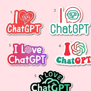 I Love Chatgpt Digital Stickers - INSTANT DOWNLOAD Pngs - Etsy