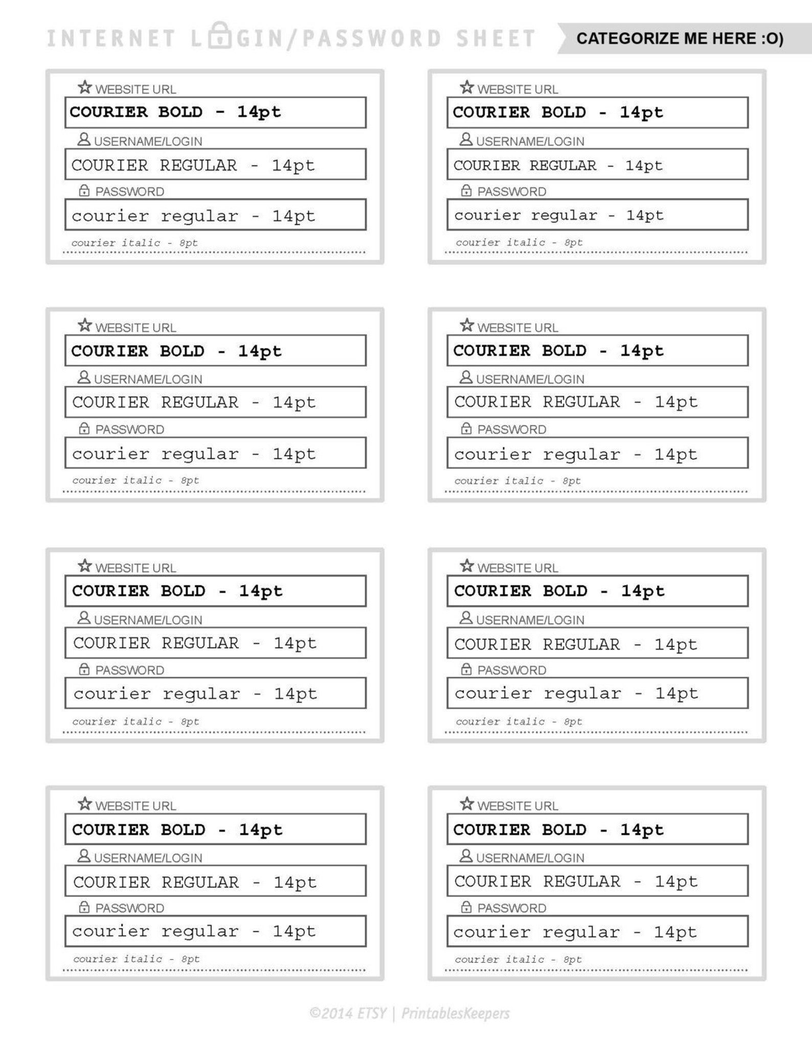 Simple Internet Login Sheet -- EDITABLE PDF - Etsy