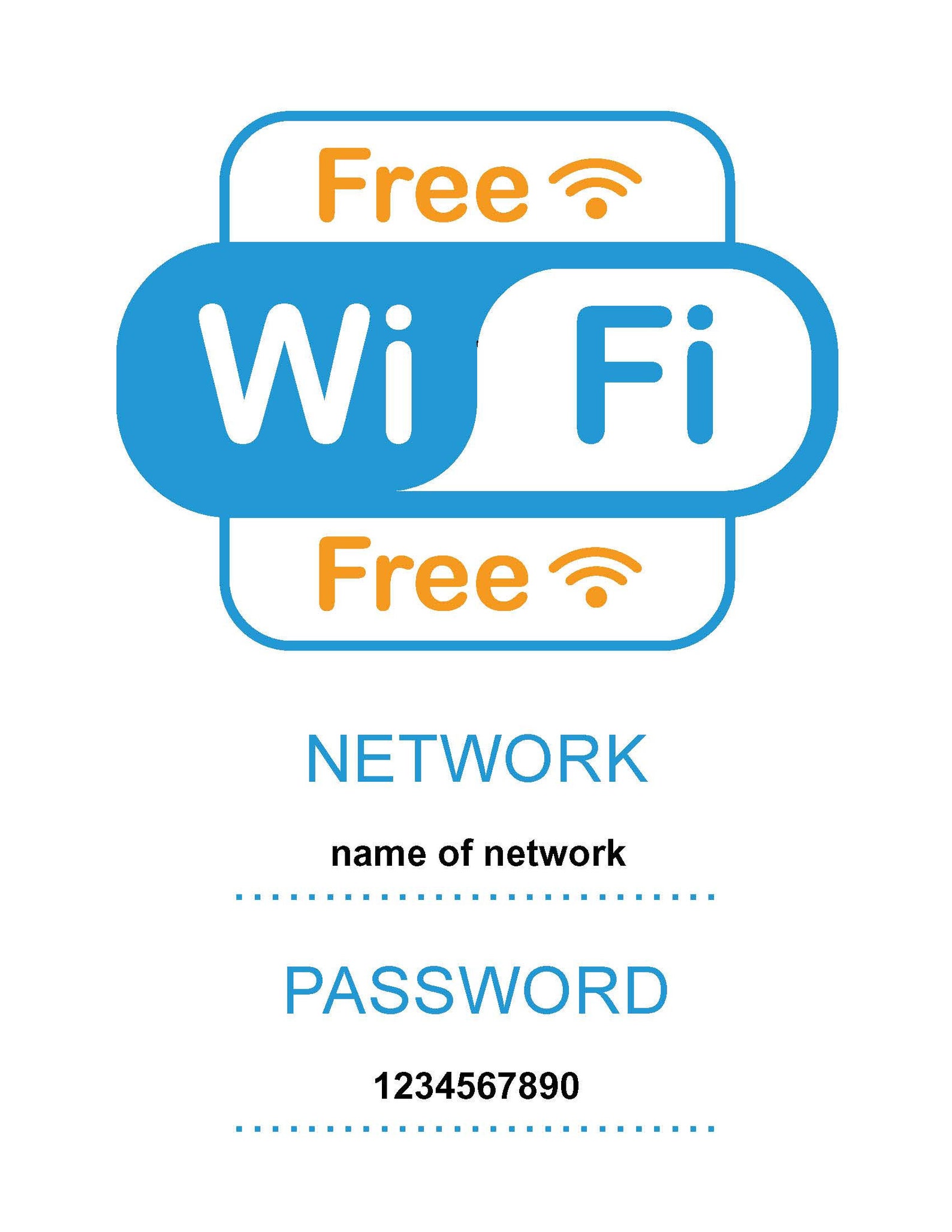 Free Wifi Sign With Editable PDF of Network & Password - Etsy