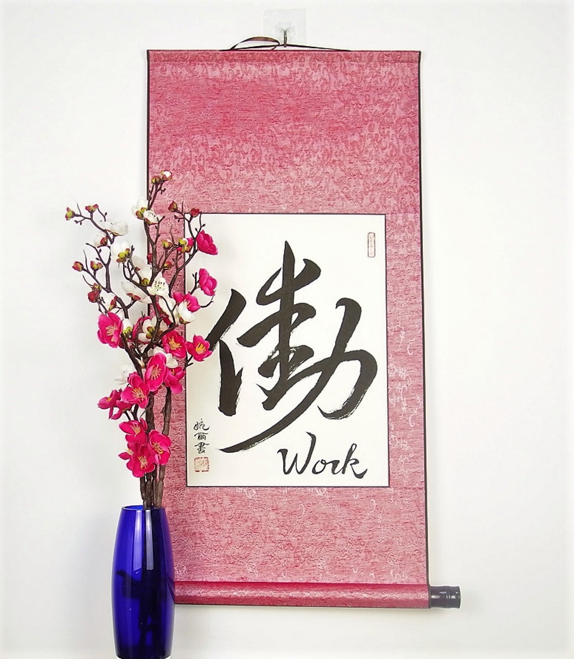 Japanese Hand Painted Calligraphy Scroll / Work in Japanese Symbol ...