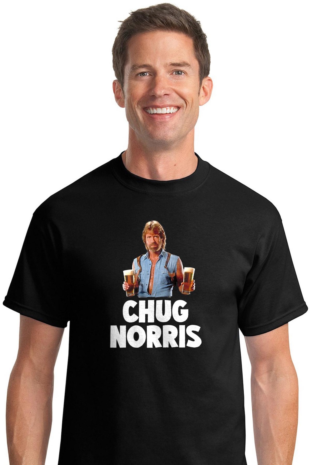 Chug Norris - Chuck Norris Beer Drinking Parody Pun T-shirt, Funny ...