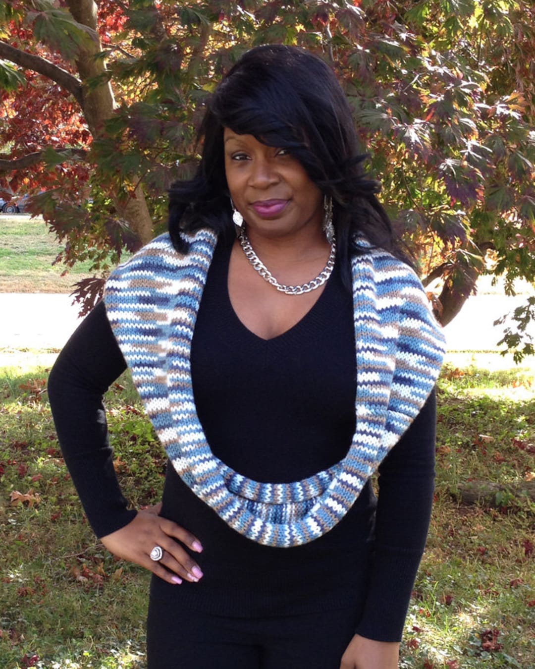 Hand Knit Infinity Scarf, Multi-colored Scarf, Women’s Chunky Knitted ...