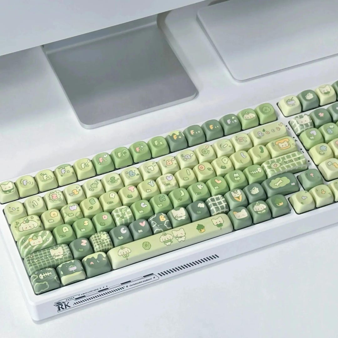 131 Keys Profile Keycap Customization Gift Cute CAPS PBT Keycaps Green ...