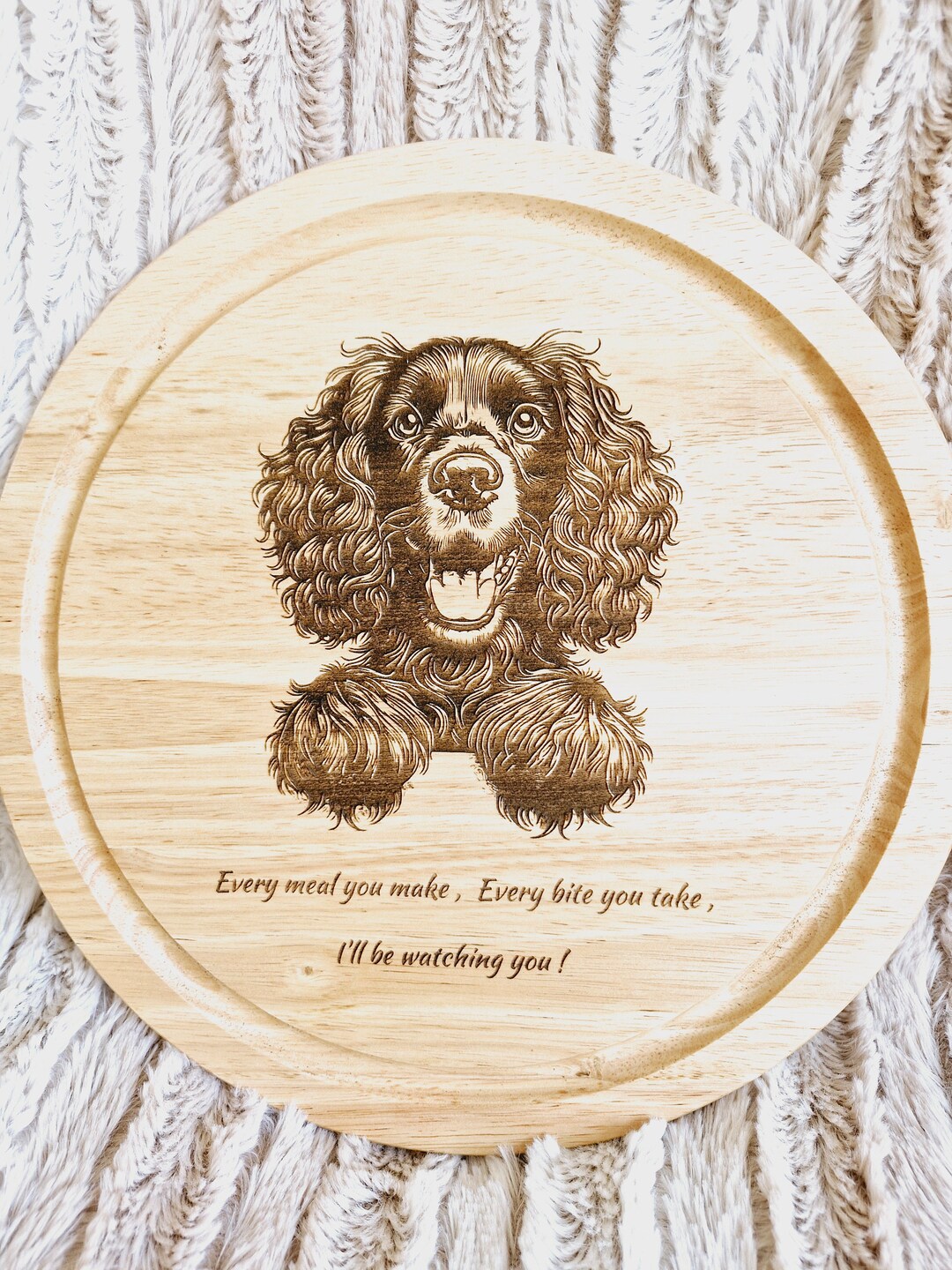 Working Spaniel Chopping Board Personalised Dog Breed Wooden Pet Gift ...