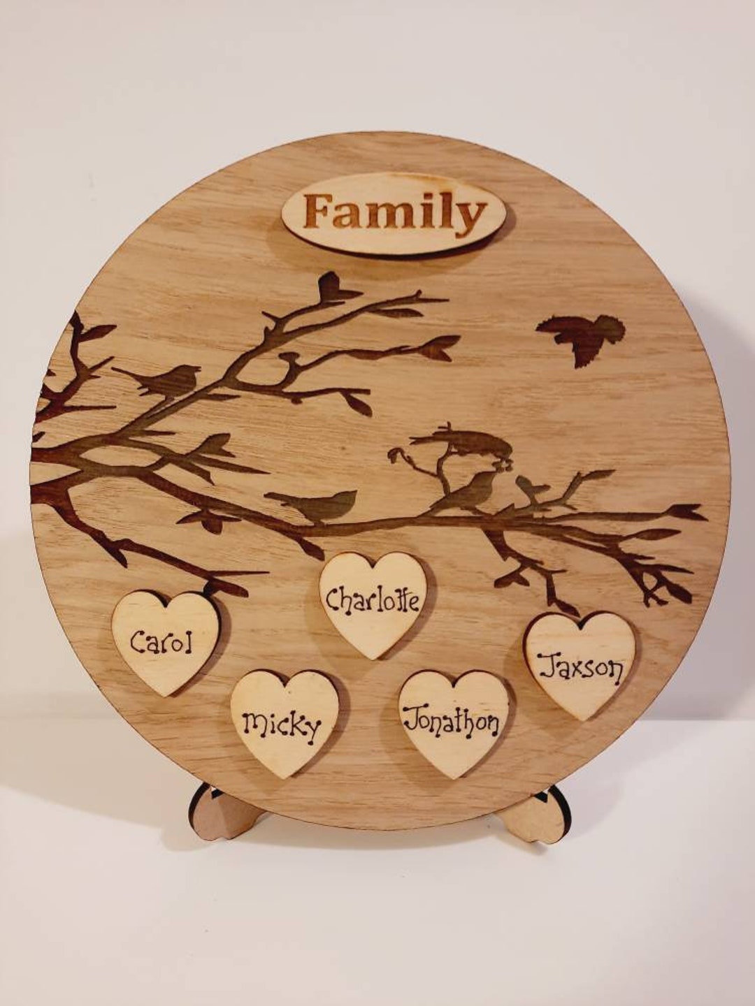 Family Wooden Plaque With Personalised Family Names. Grandchildren Home ...