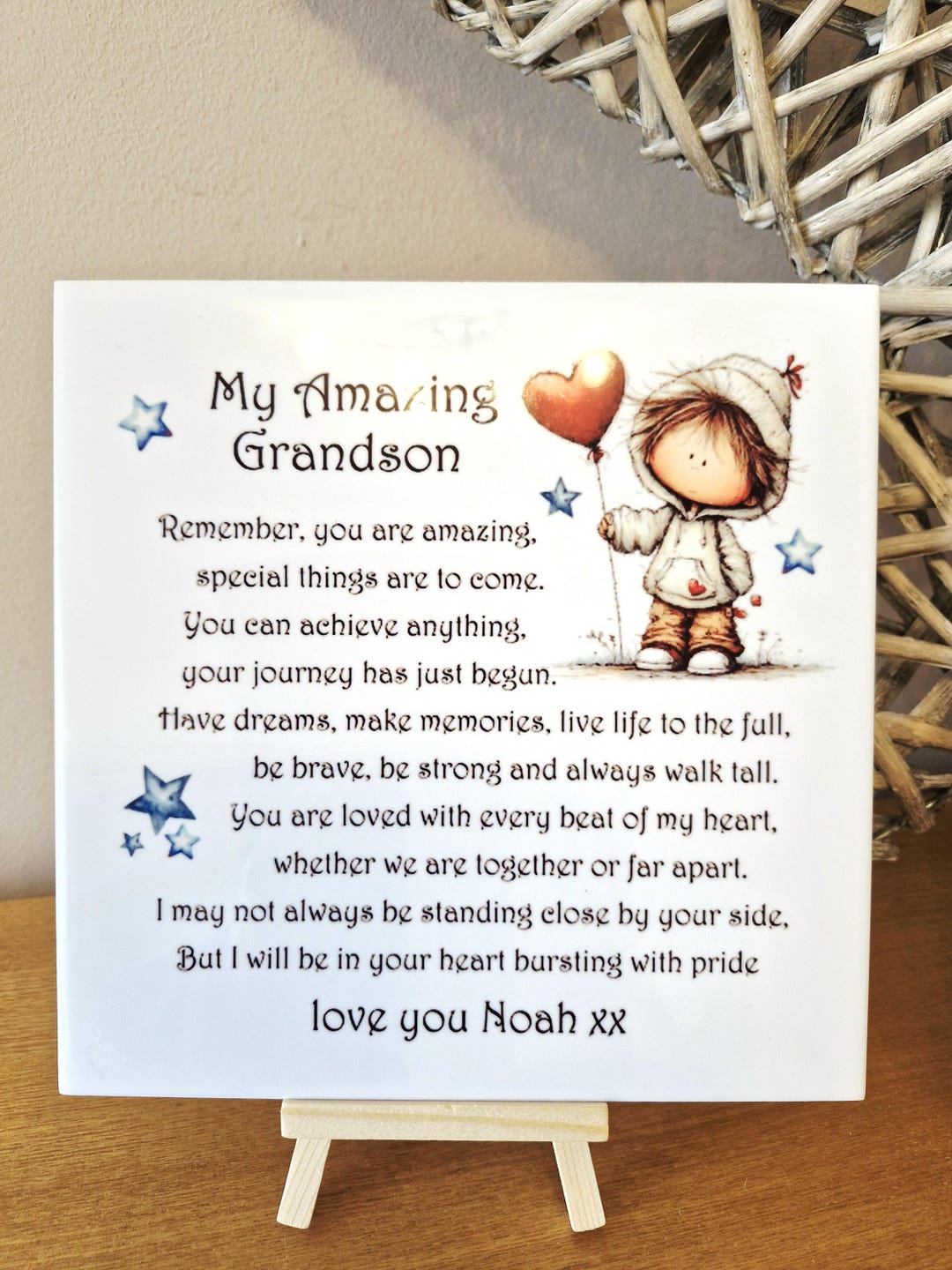 Grandson Personalised Ceramic Plaque ORIGINAL POEM Family Name Sign - Etsy
