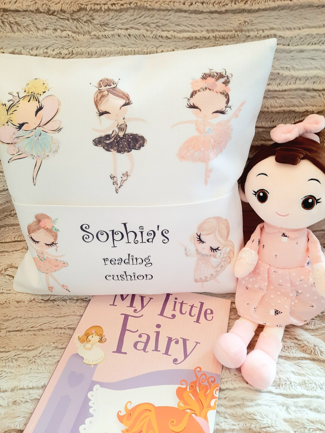 Personalised Fairy Ballerina Reading Cushion Gift Set With Doll and ...