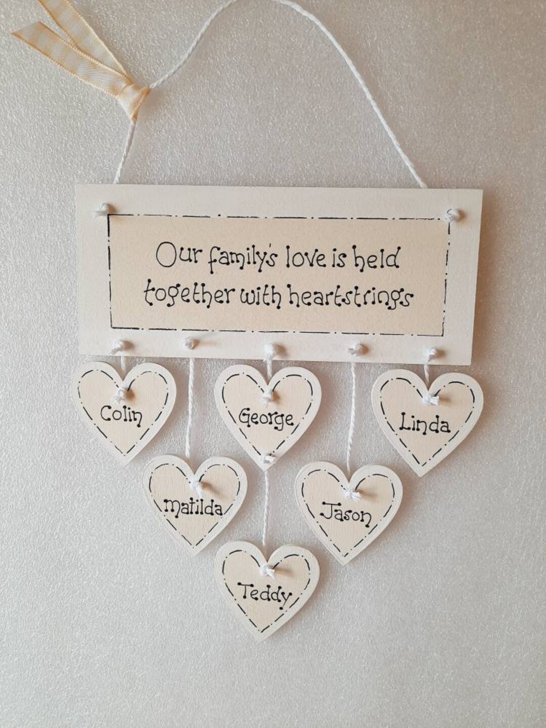 Family Home Sign With Hanging Personalised Hearts - Etsy
