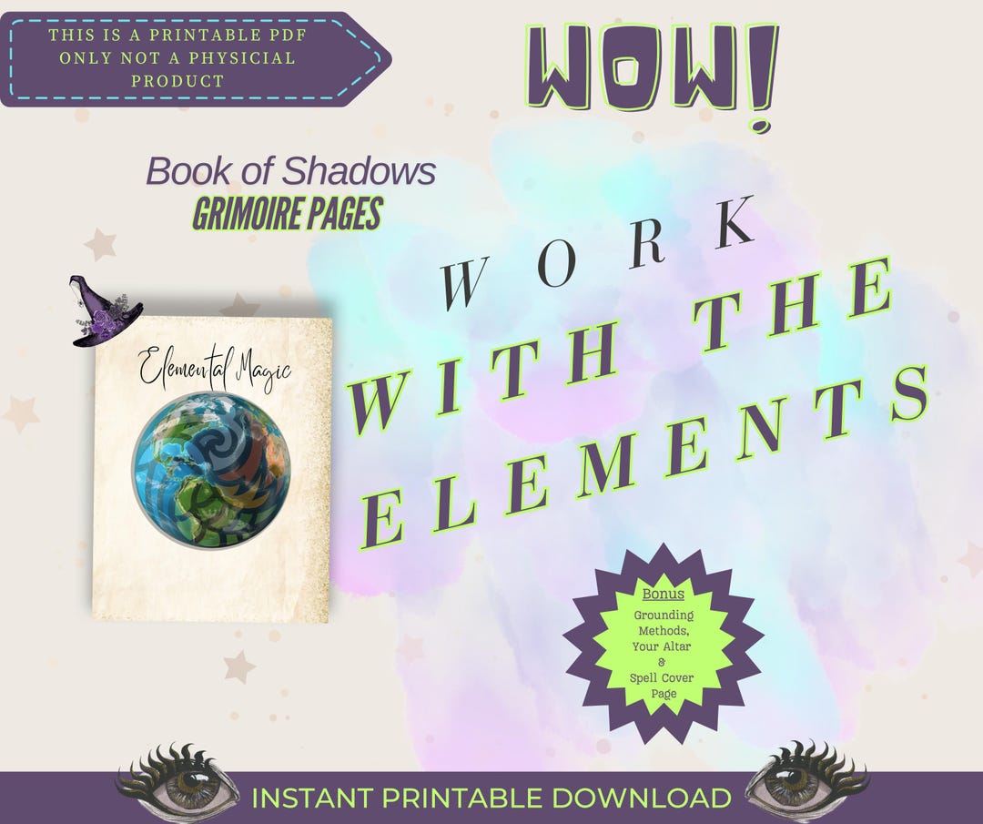 Elemental Magic Spells: Book of Shadows PDF Pages (printable Download ...