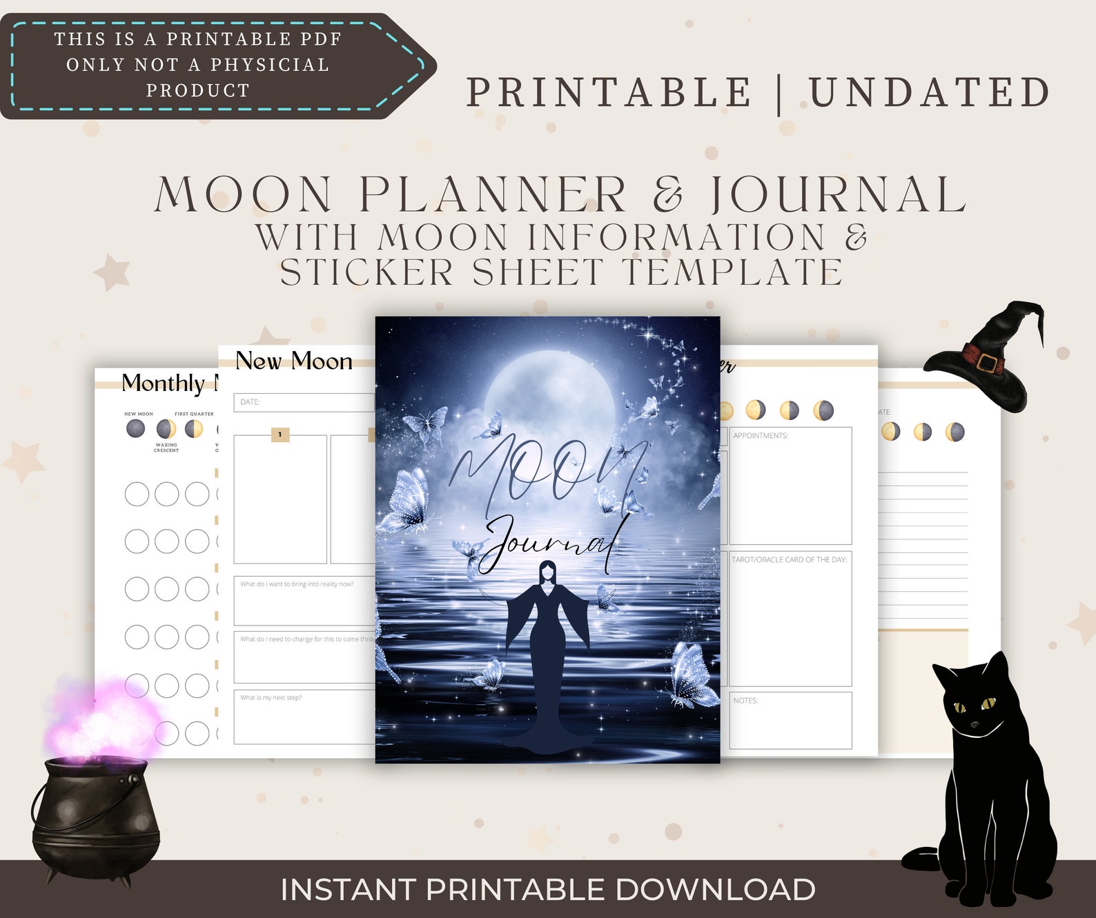 Moon Phases Journal: 2025 Lunar Planner, Moon Rituals (digital PDF) - Etsy