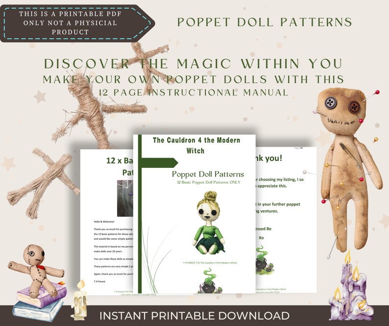 Creating Magic - 12 Printable Poppet Patterns - These Are Pattern Only - for Those With Basic ...