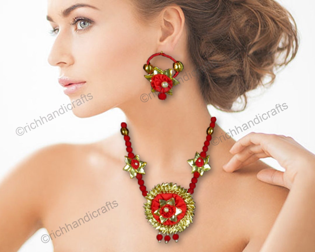 Buy Gotta Wedding Jewelry Fabric Floral Jewelry Fashion Jewelry Red ...