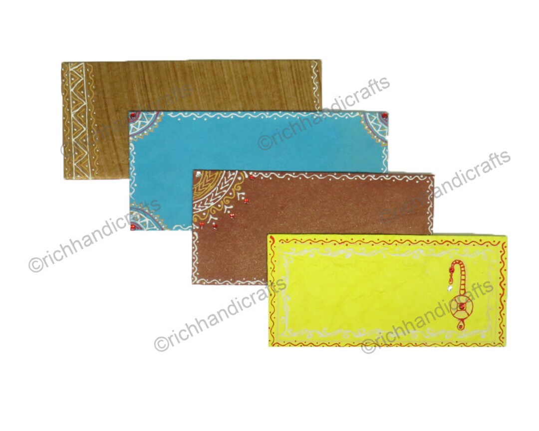 Handmade Light Weight Money Envelopes | Set of 4 Shagun Handpainted ...
