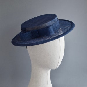 Handcrafted Navy Blue Boater Hat a Percher Style Hat. - Etsy