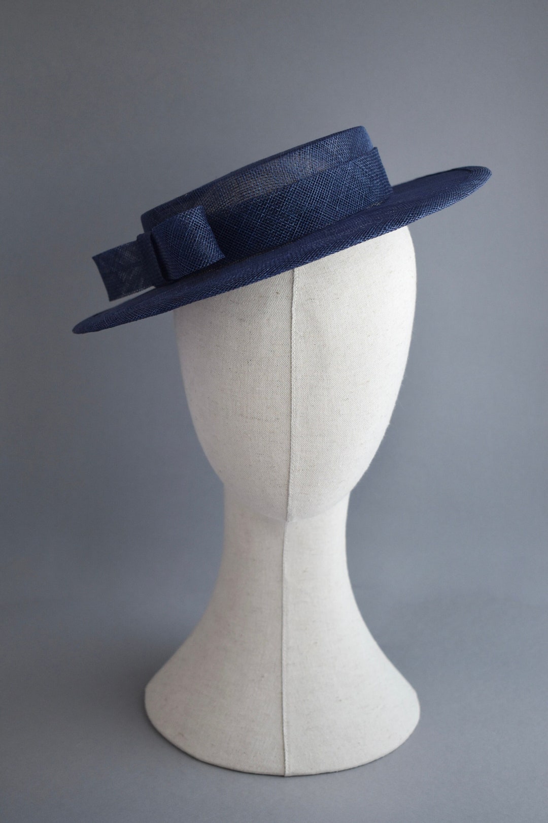Handcrafted Navy Blue Boater Hat a Percher Style Hat. - Etsy