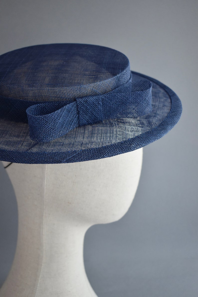 Handcrafted Navy Blue Boater Hat a Percher Style Hat. - Etsy