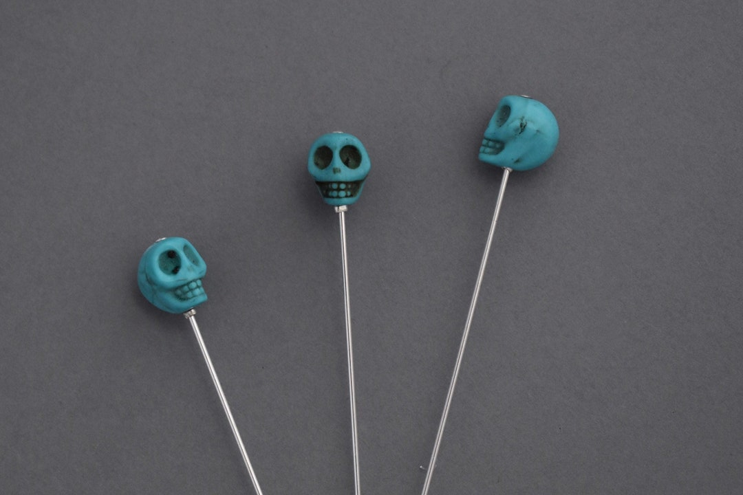 Turquoise Skull Hat Pin, Lapel Pin, Stick Pin, Scarf Pin. Choice of ...