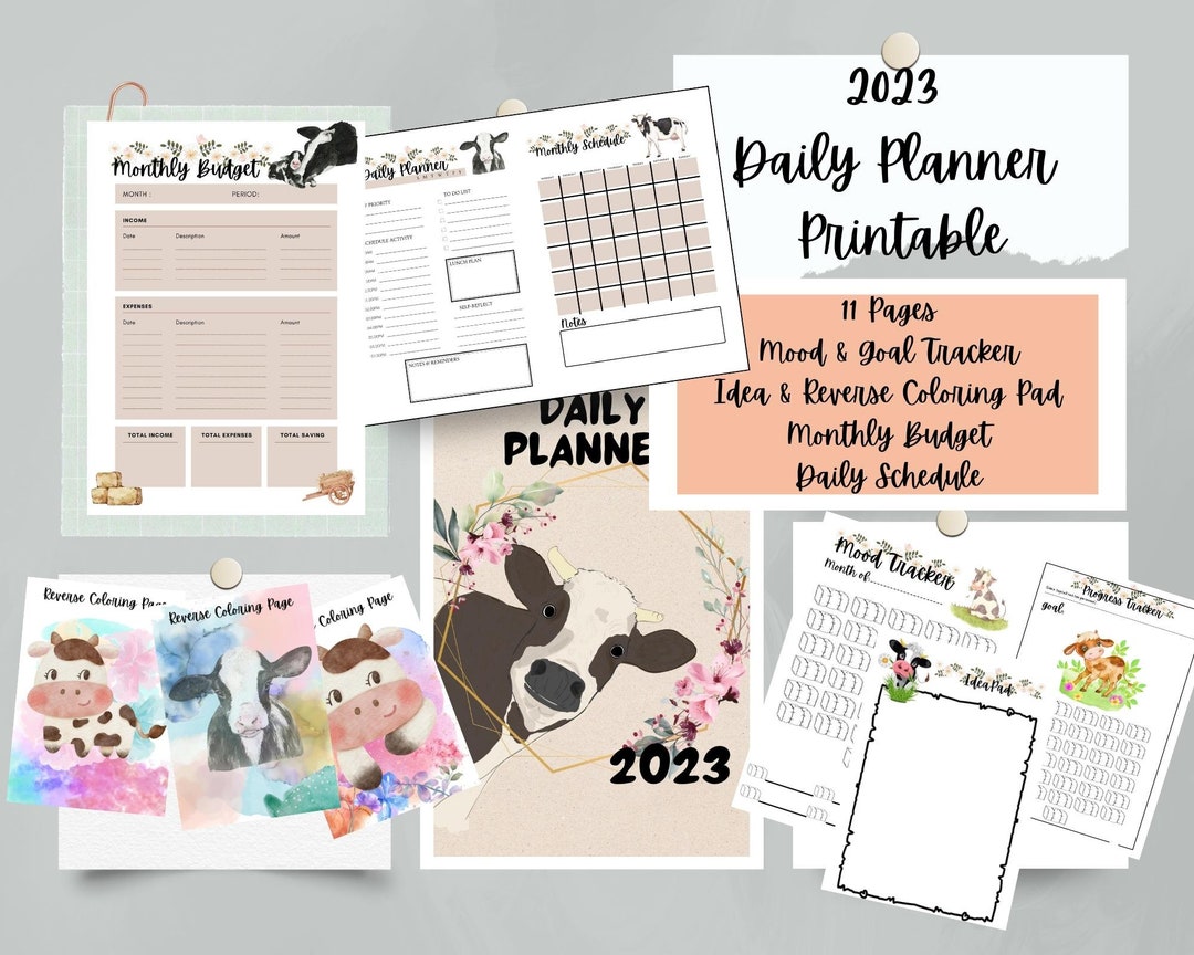 Daily Planner Cow Theme Daily Planner Cow Planner Daily - Etsy