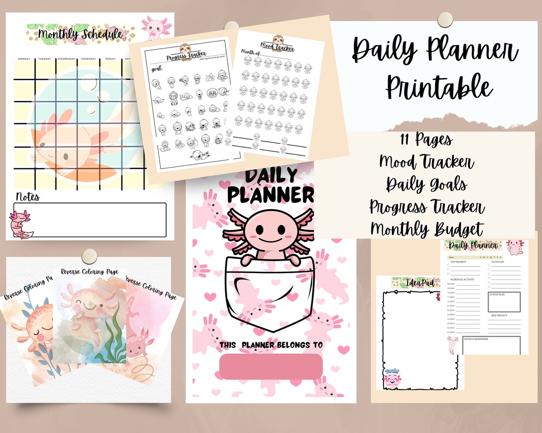 Daily Planner Axolotl Theme Daily Planner Axolotl Planner Daily - Etsy
