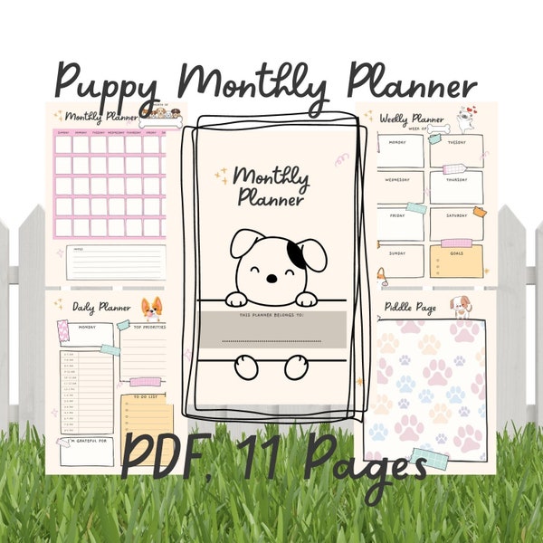 Dog Monthly Planner - Etsy