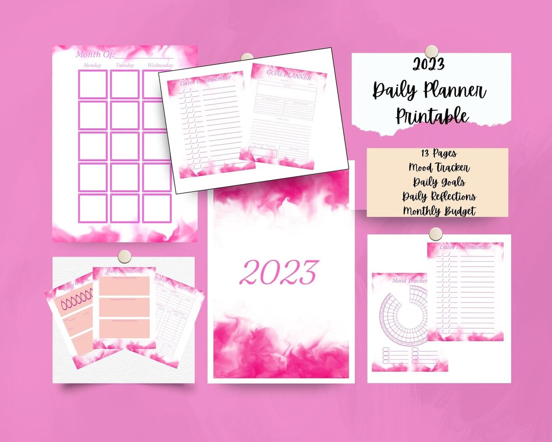 Yearly Planner Pink Smoke Theme Daily Planner Pink Yearly Planner - Etsy