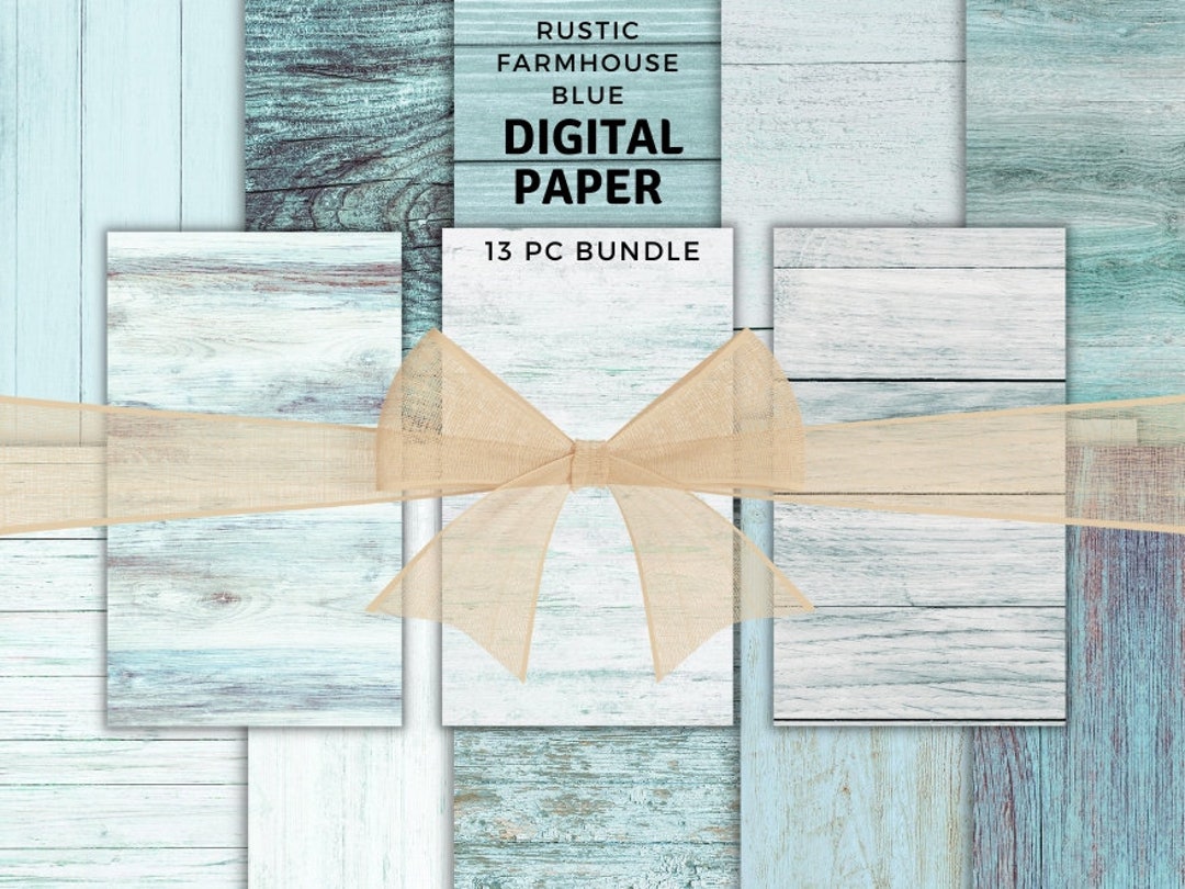 Blue Wood Background Digital Paper BUNDLE Farmhouse Wood Background ...