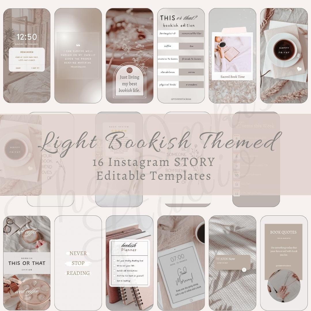 64 Light & Bright Bookish Instagram Bundle Beige Minimalist Bundle ...