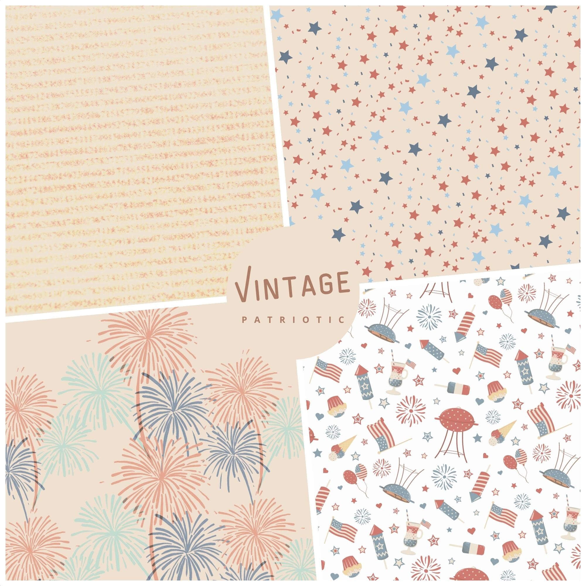 Vintage Patriotic Digital Paper BUNDLE 4th of July Fourth - Etsy