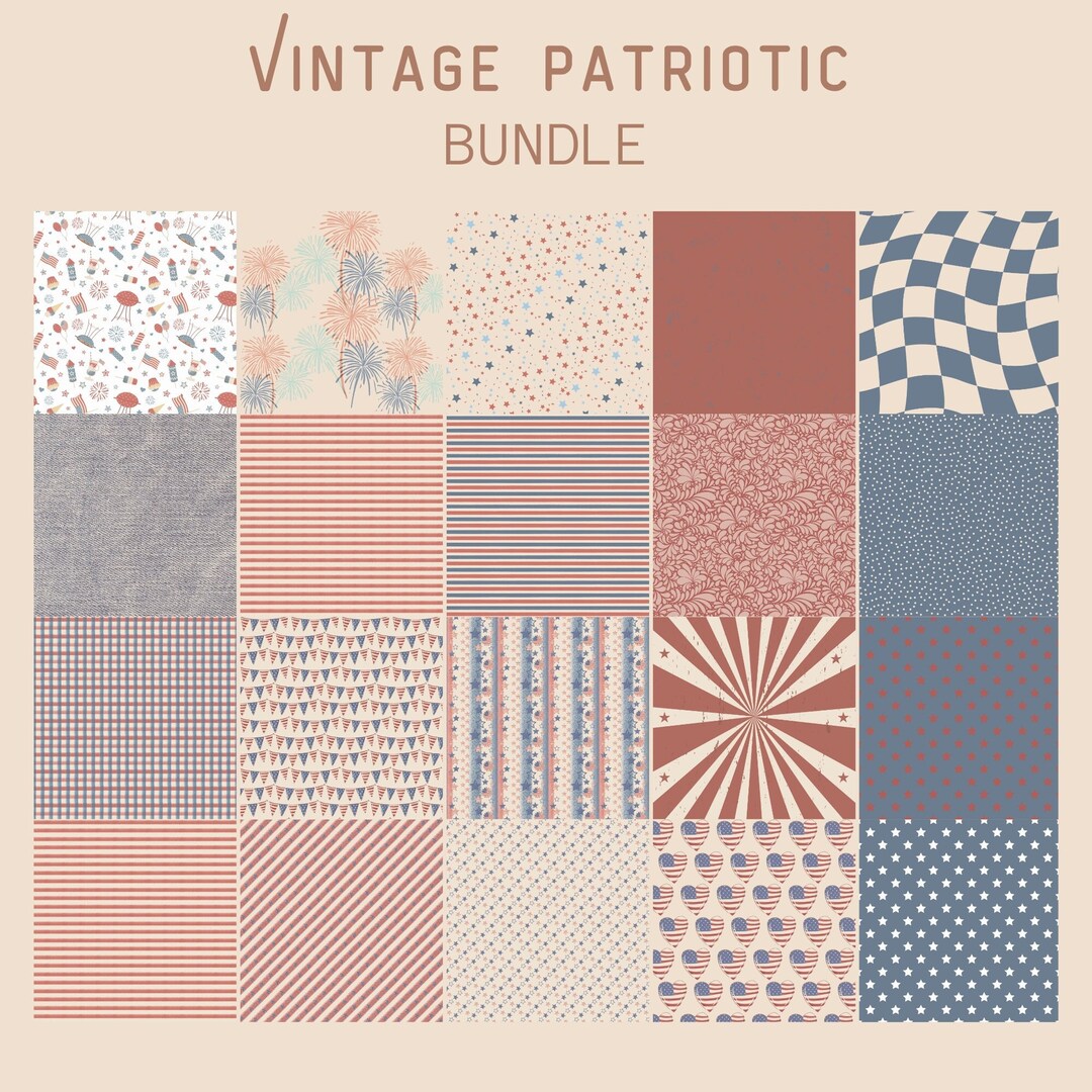 Vintage Patriotic Digital Paper BUNDLE 4th of July Fourth - Etsy