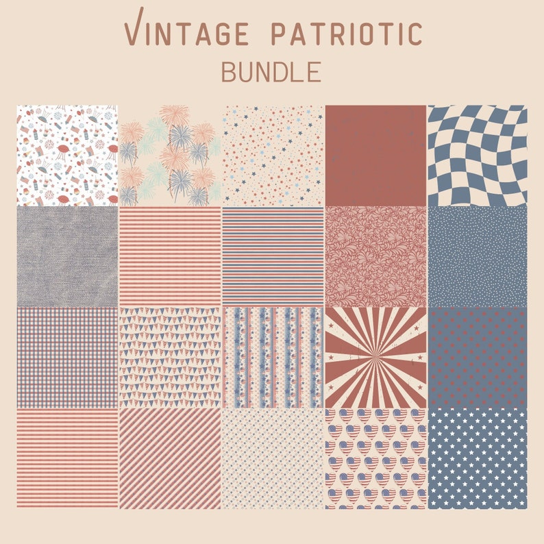 Vintage Patriotic Digital Paper BUNDLE 4th of July Fourth - Etsy