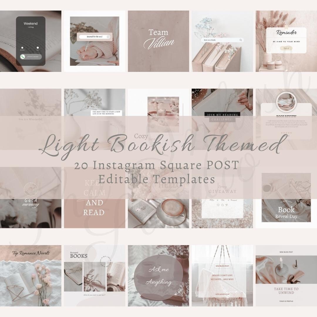64 Light & Bright Bookish Instagram Bundle Beige Minimalist Bundle ...