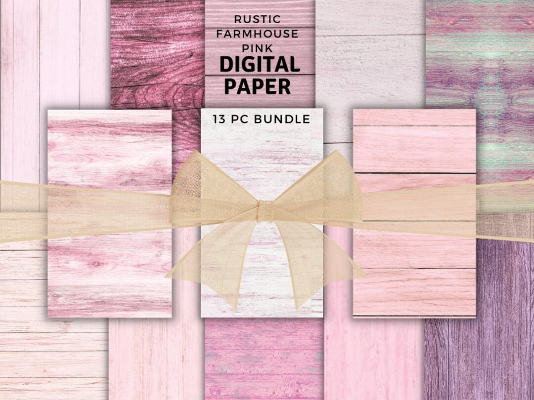 Pink Wood Background Digital Paper BUNDLE Farmhouse Wood Background ...