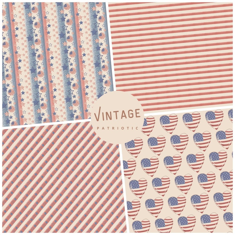 Vintage Patriotic Digital Paper BUNDLE 4th of July Fourth - Etsy