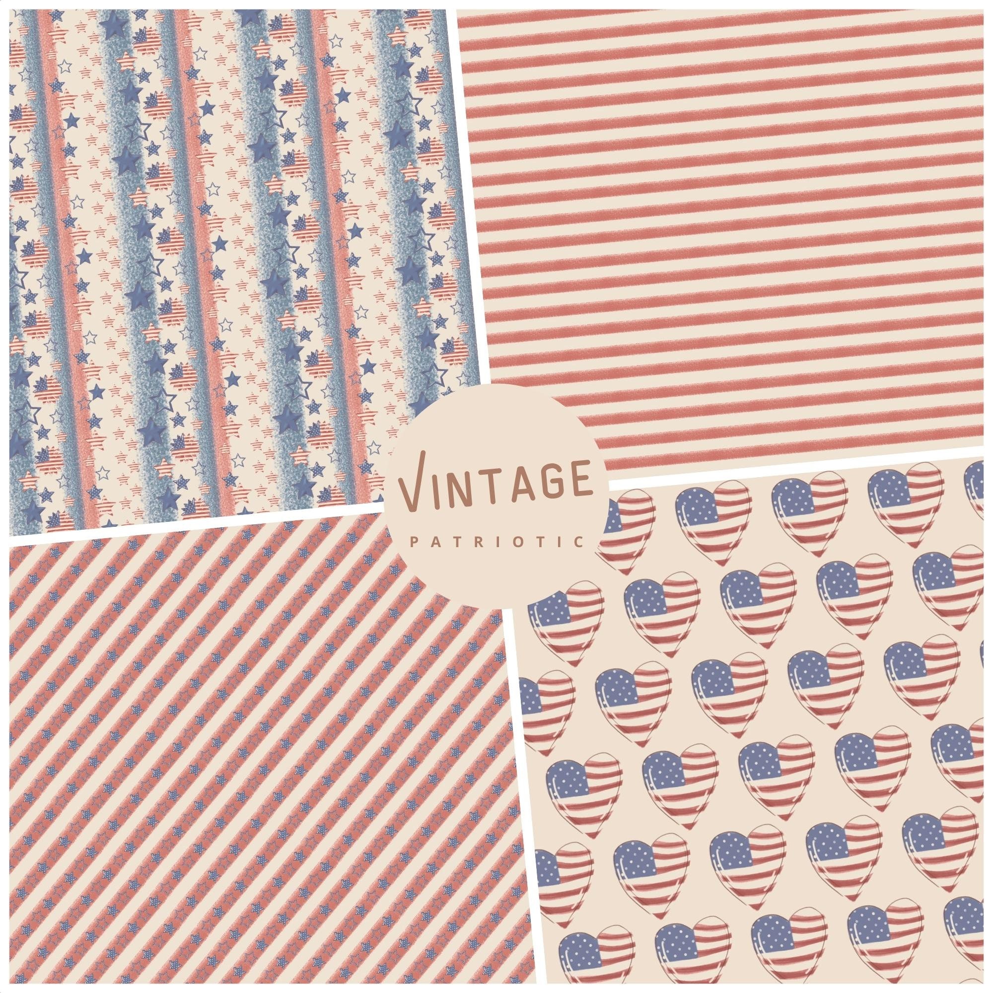 Vintage Patriotic Digital Paper BUNDLE 4th of July Fourth - Etsy