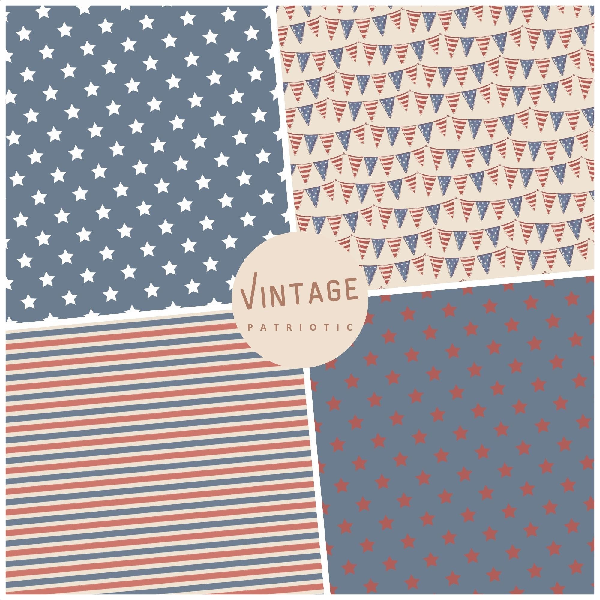 Vintage Patriotic Digital Paper BUNDLE 4th of July Fourth - Etsy
