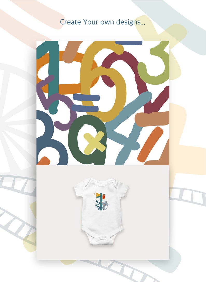 Baby Shower Clipart, Seamless Pattern, Baby Digital Numbers, Clip Art ...