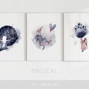 Magical Poster,illustrations,digital Art,nursery Set Print,girls ...