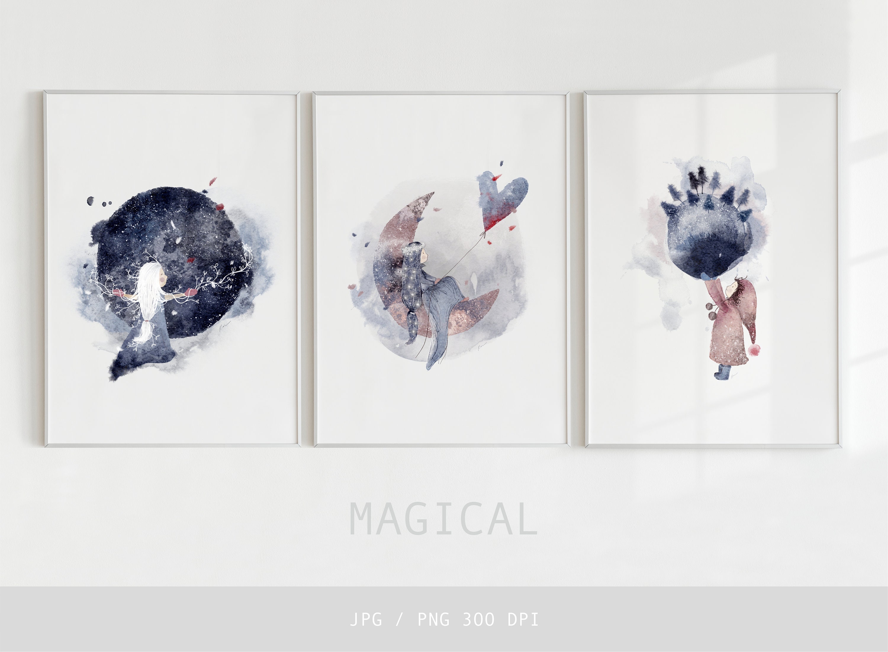 Magical Poster,illustrations,digital Art,nursery Set Print,girls ...