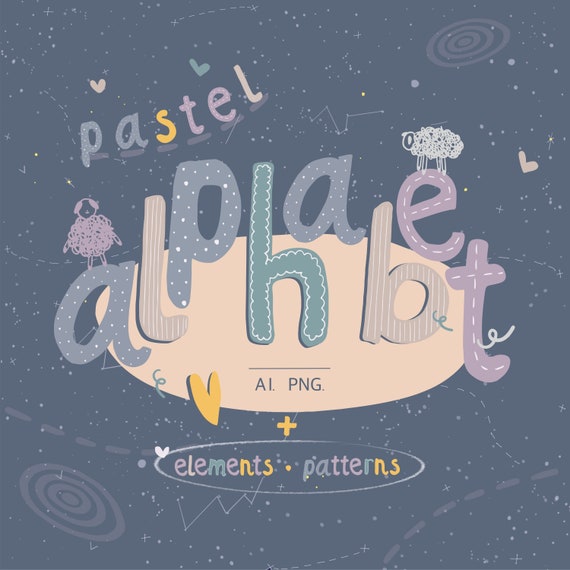 Pastel alphabetAlphabet clipartAlphabet printNursery | Etsy