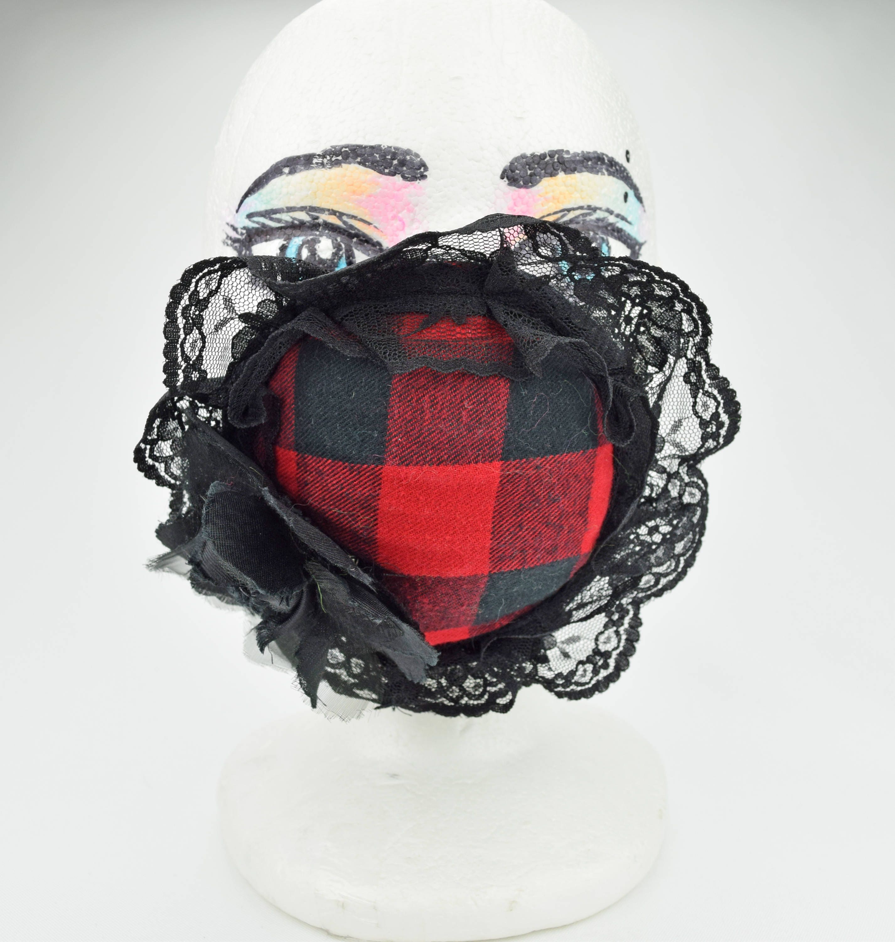 Gothic Lolita Red & Black Plaid Mask - Etsy