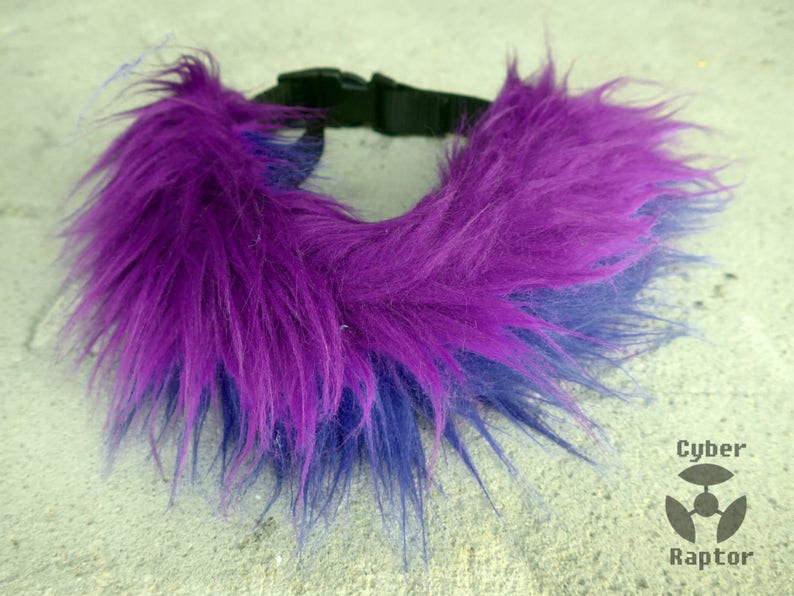 Fluffy Faux Fur Collar Two Tone Violet & Navy Blue - Etsy