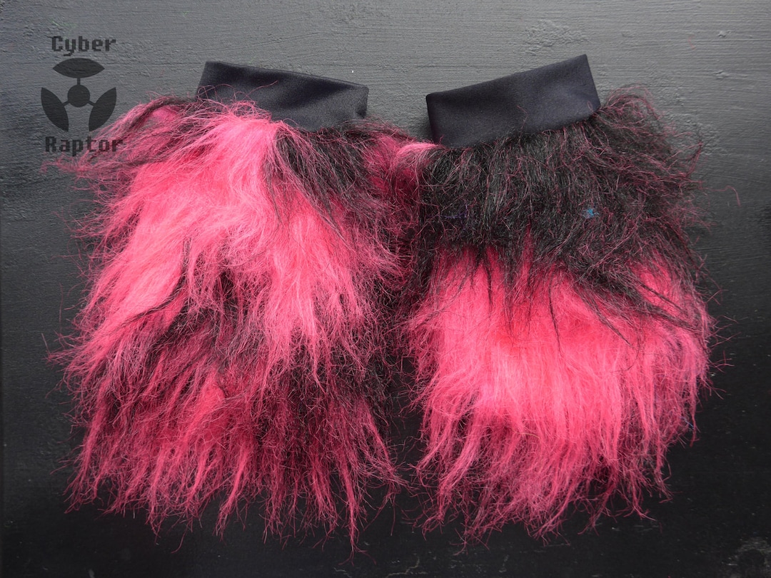 Pink and Black Fluffy Cuffs - Etsy