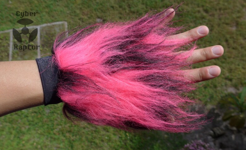 Pink and Black Fluffy Cuffs - Etsy