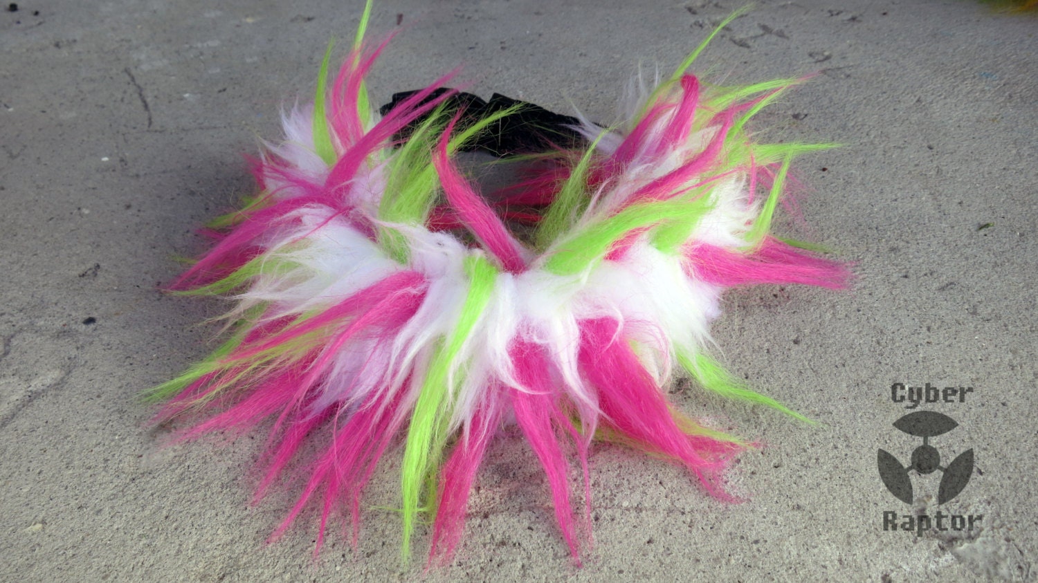 Fluffy Faux Fur Collar WHITE PINK & LIME - Etsy