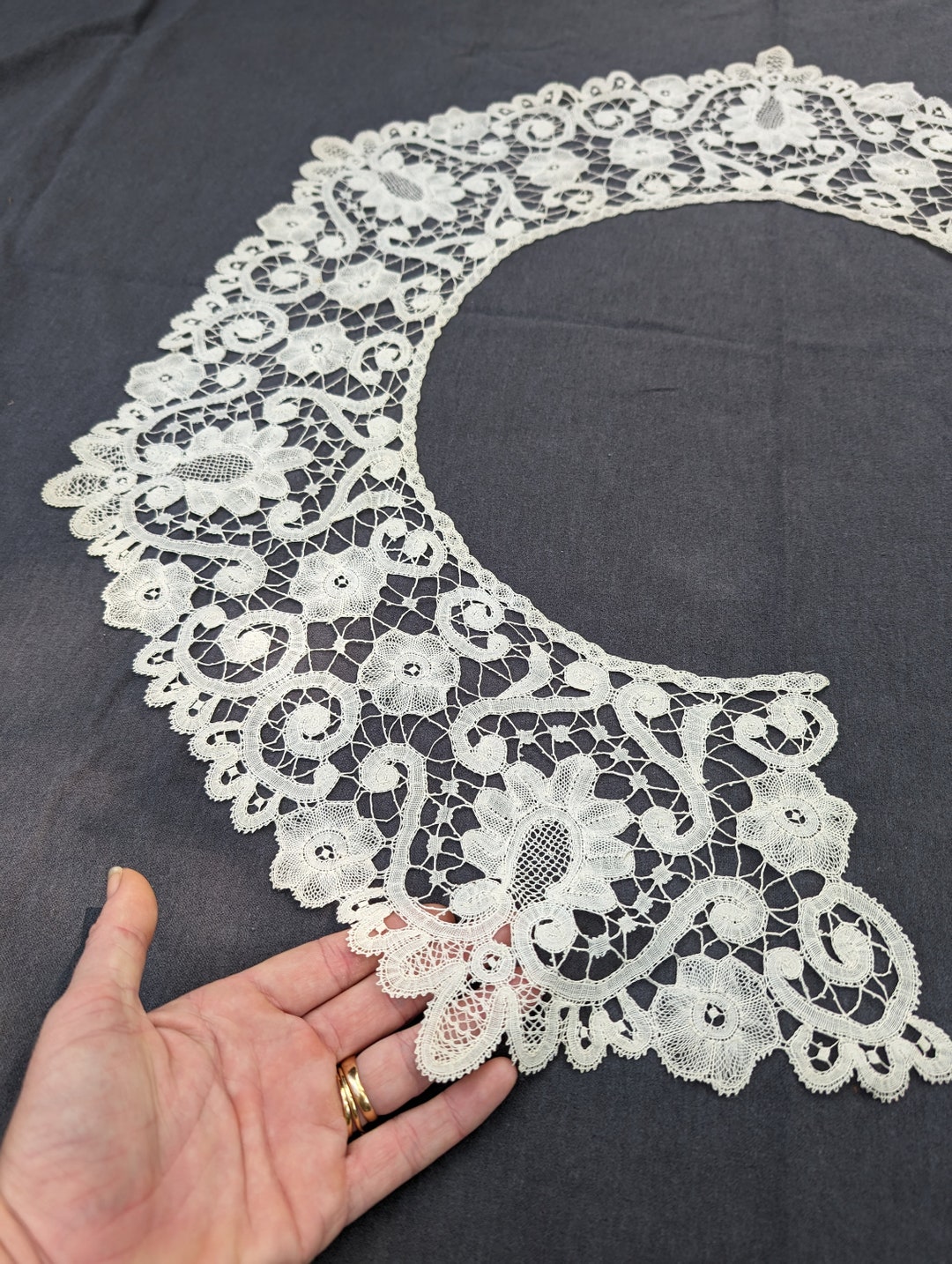 Antique XL Hand Made Lace Collar - Etsy